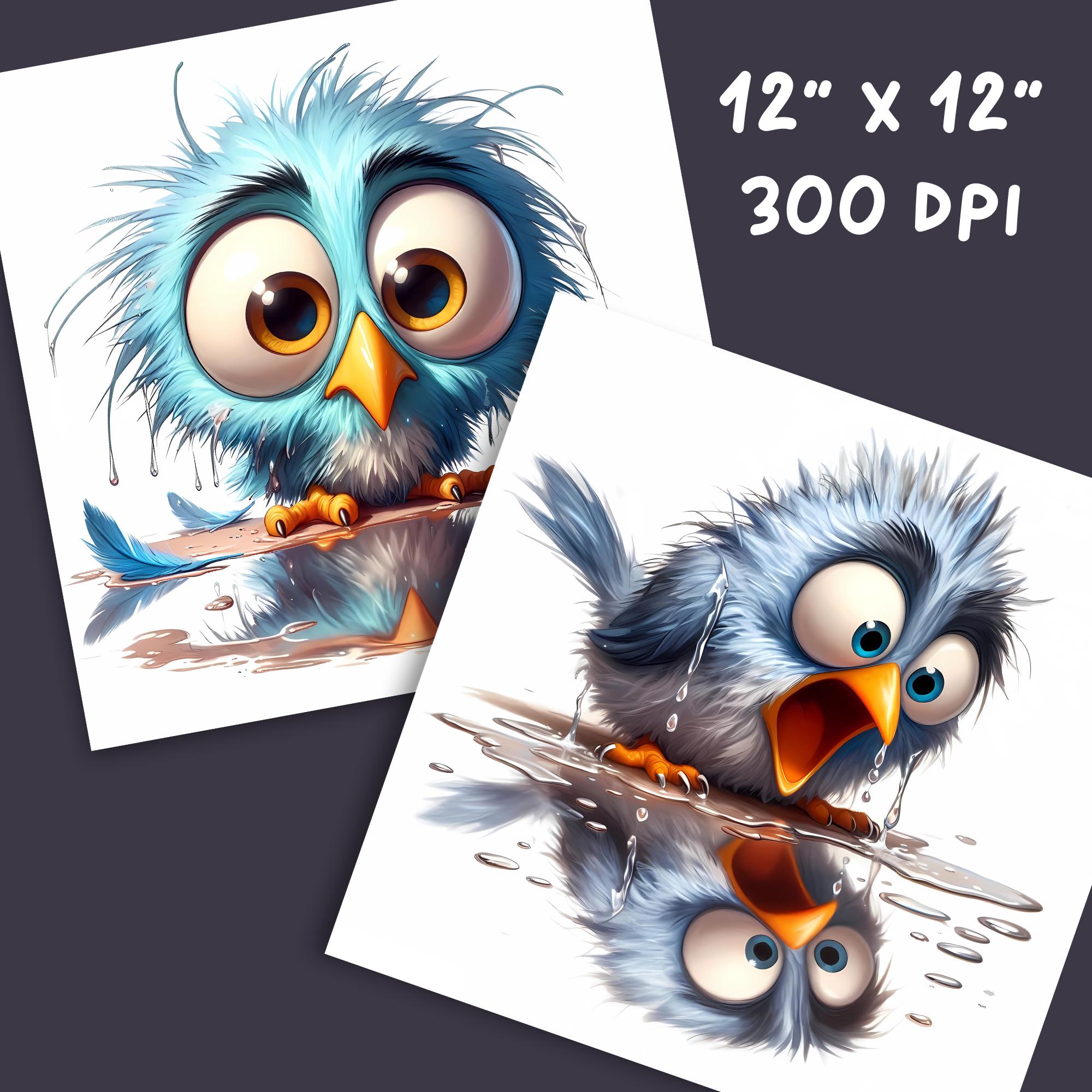 12 Quirky Birds Shocked at Their Reflection Clipart | Funny Bird ...