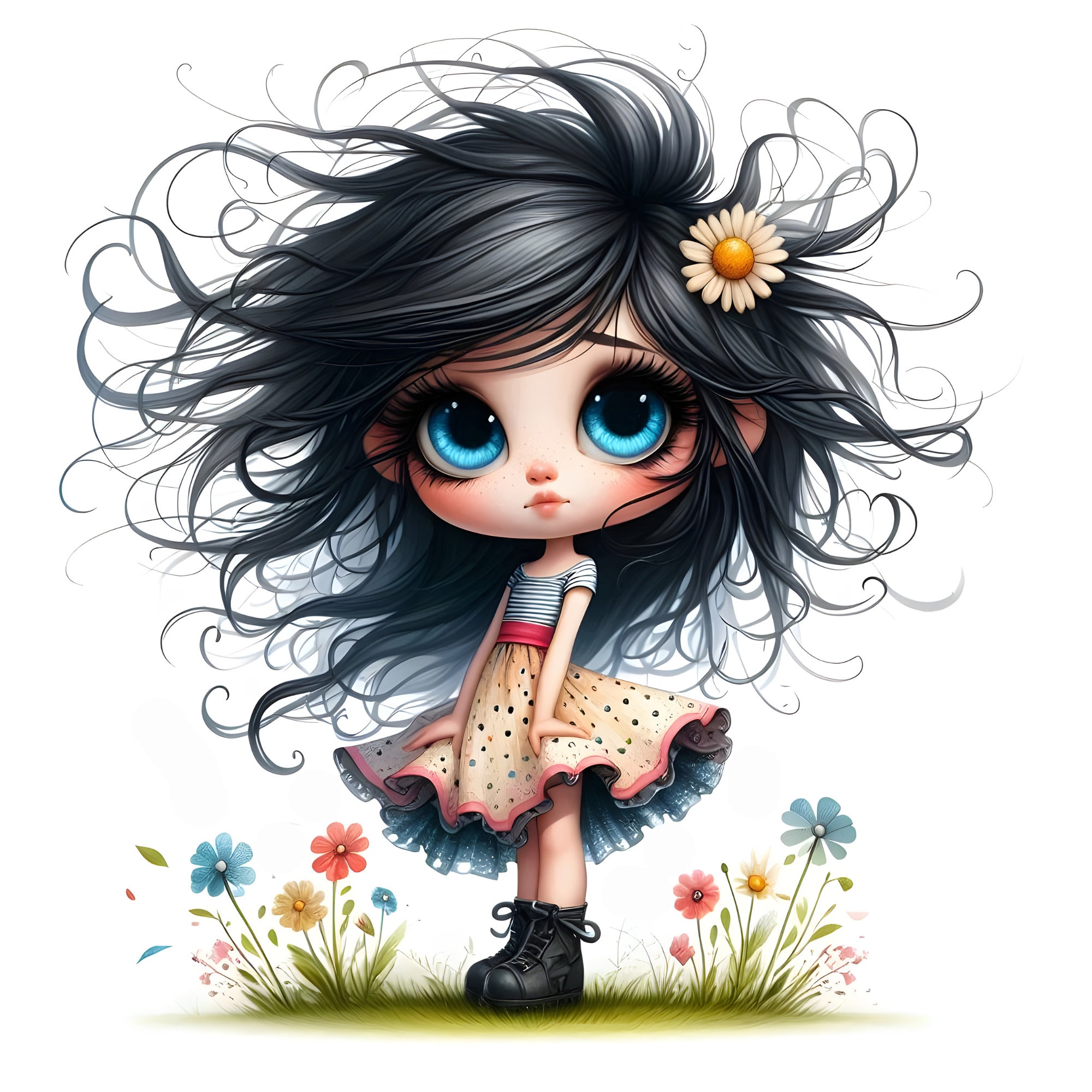 15 Quirky Girl Clipart, Commercial Use, Cute Whimsical Girl, 300 DPI ...