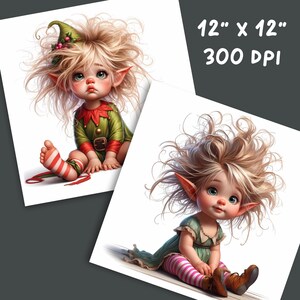 Quirky Baby Elf Clipart, Commercial Use, Whimsical Elf Clipart, 300 DPI ...
