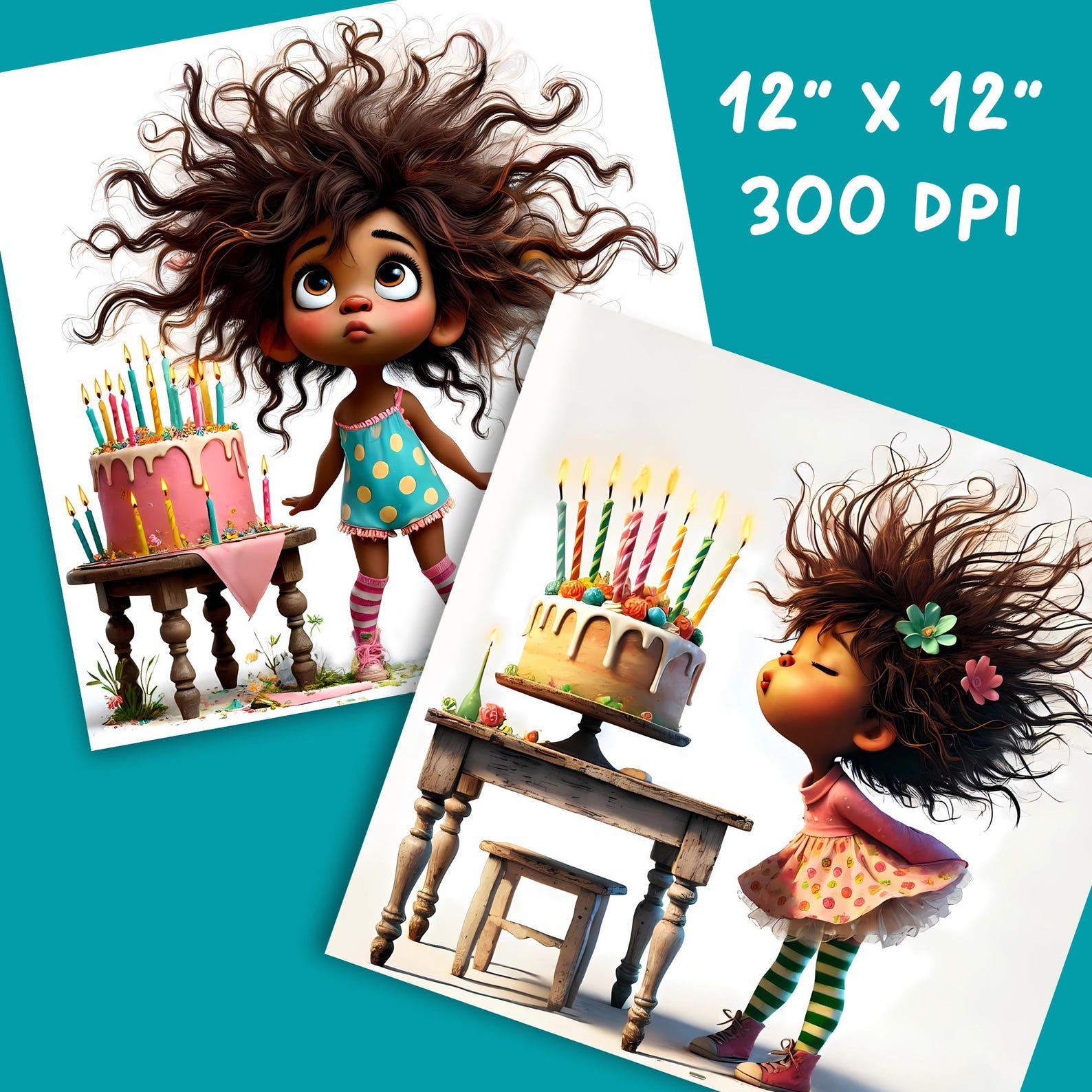Quirky Birthday Girl Clipart, Commercial Use, Cute Birthday Girl ...