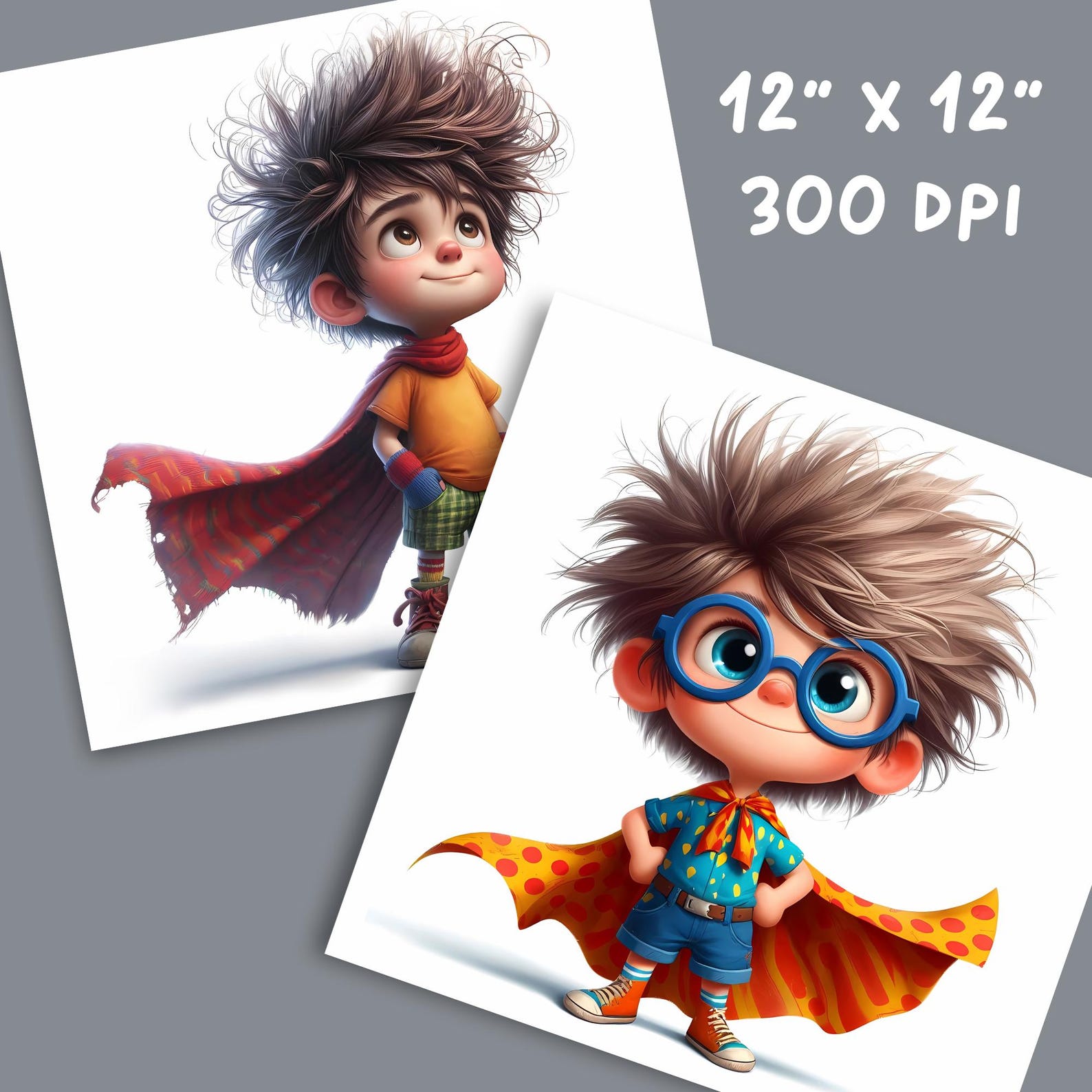 15 Whimsical Boy Superhero Clipart - Fun Heroic Digital Download 300 ...