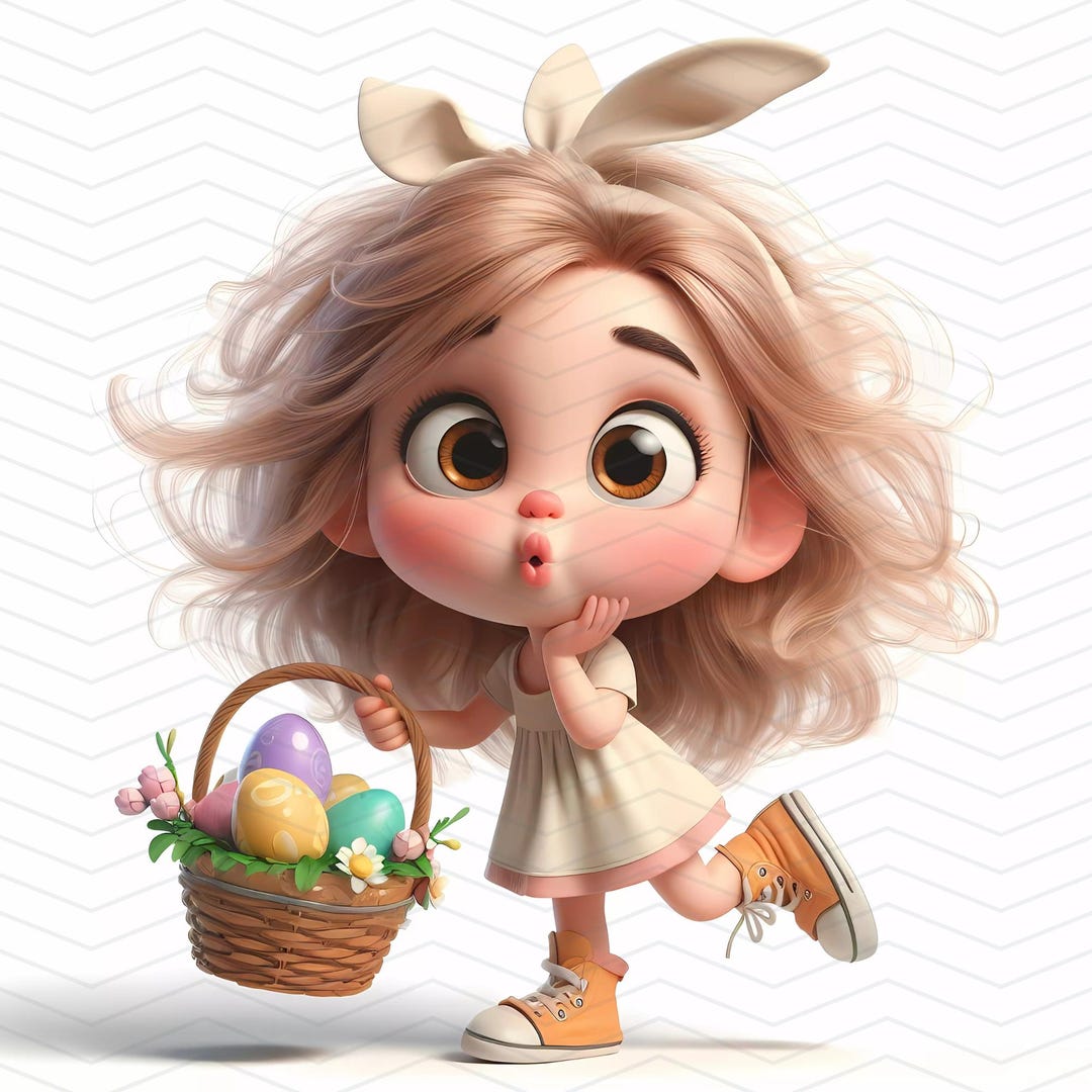 Easter Girls Clipart: Bunny & Egg Illustrations (digital Download) - Etsy