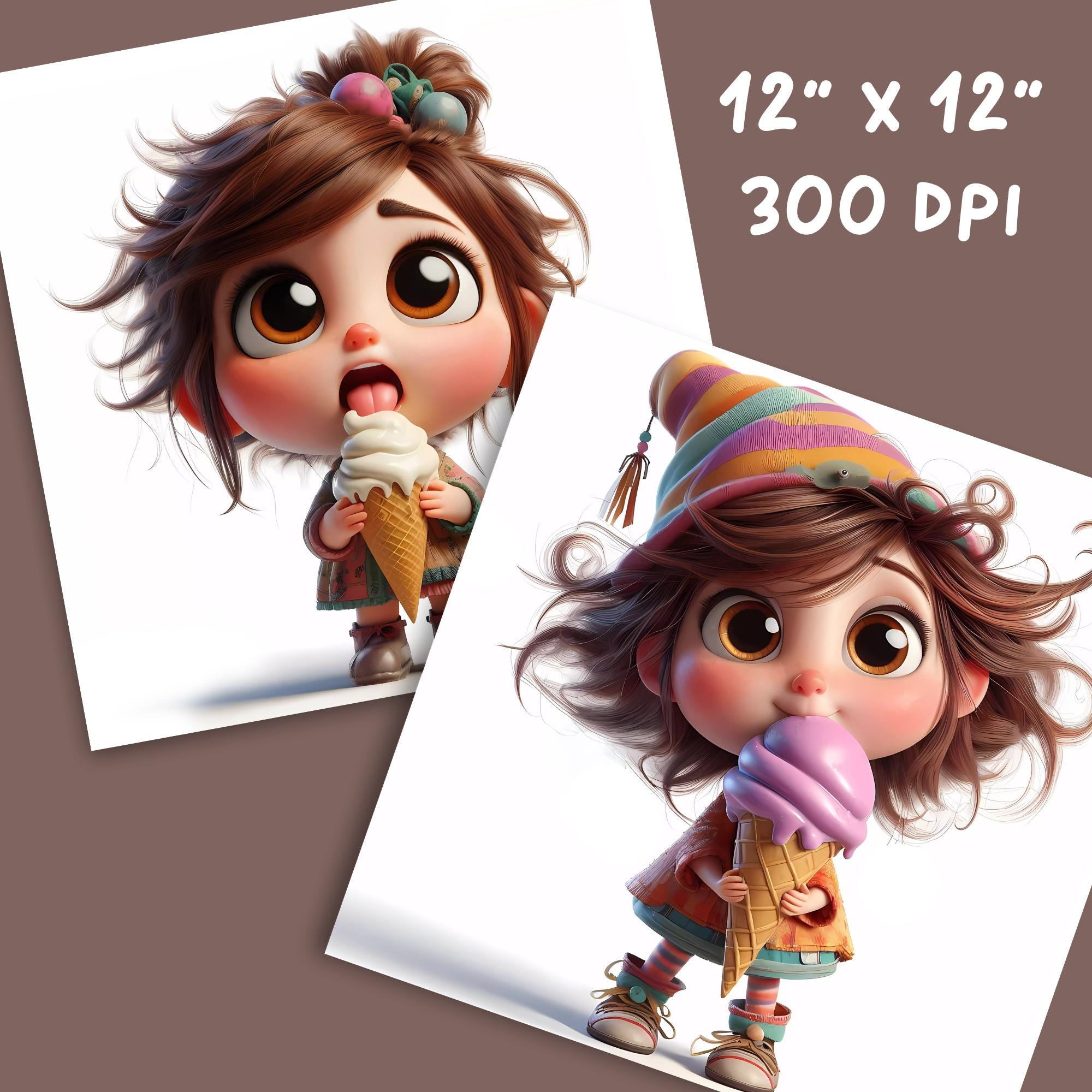 Ice Cream Clipart: Whimsical Girls, Fun Dessert Illustrations (digital ...