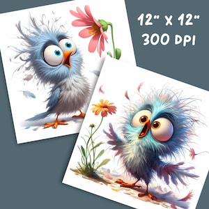 Watercolor Clipart, Quirky Bird Clipart Bundle - 15 Whimsical and ...