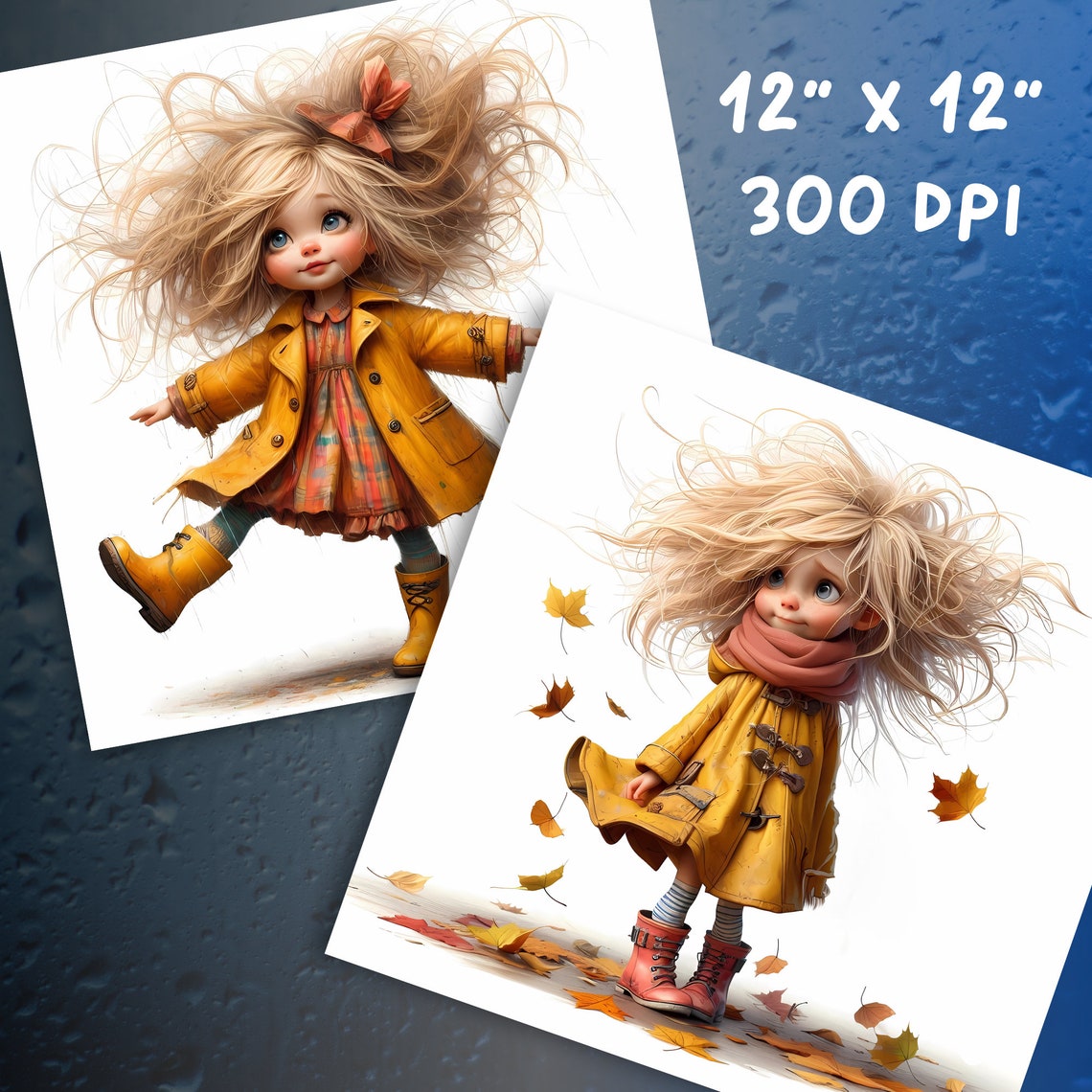 12 Quirky Girl Clip Art, Windy Day Clip Art, Commercial Use, Quirky ...