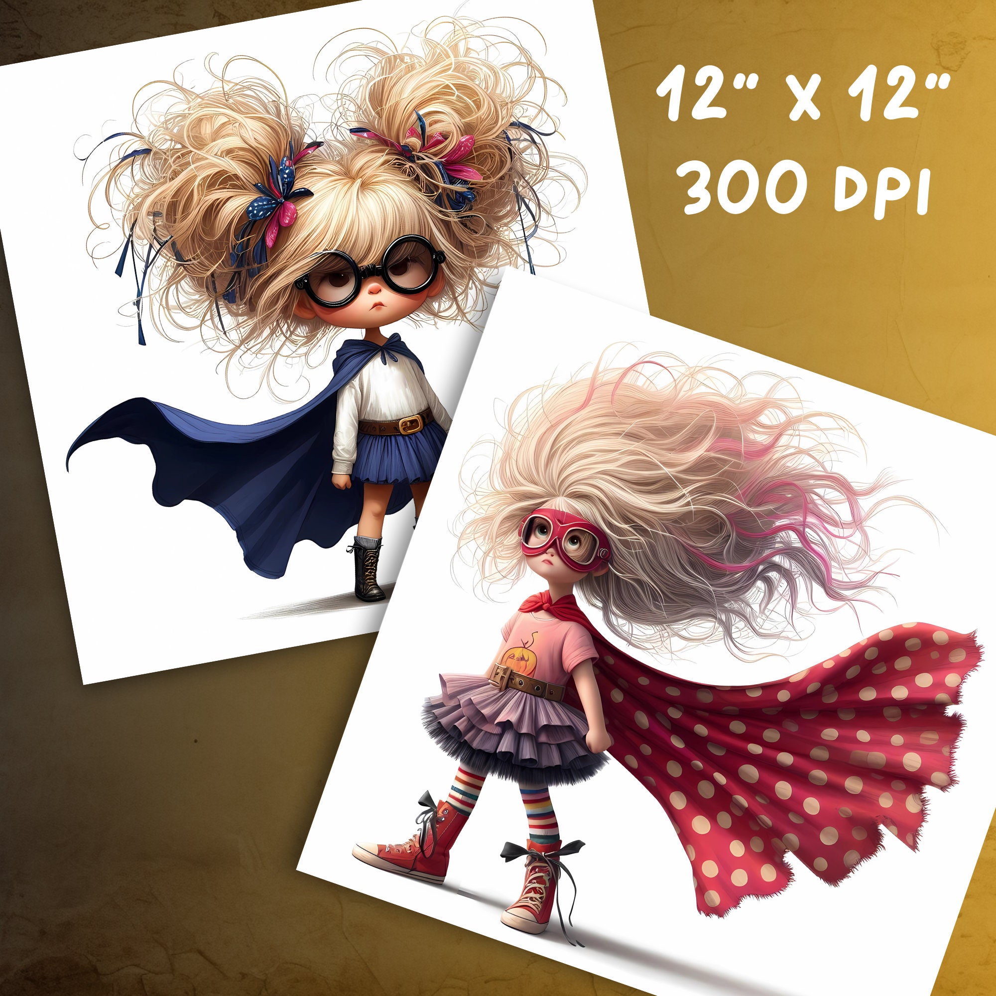 Whimsical Quirky Super Hero Girl Clipart, Commercial Use, Cute ...