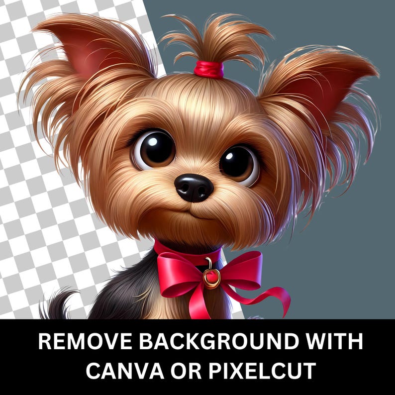 12 Valentine Yorkie Clipart, Valentine's Day Dog, Whimsical Valentine ...