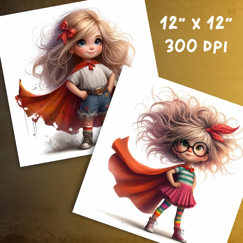 Whimsical Quirky Super Hero Girl Clipart, Commercial Use, Cute ...