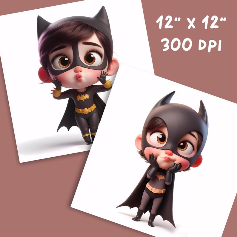 Batwoman Girls Clipart: Whimsical Superhero Illustrations (digital ...