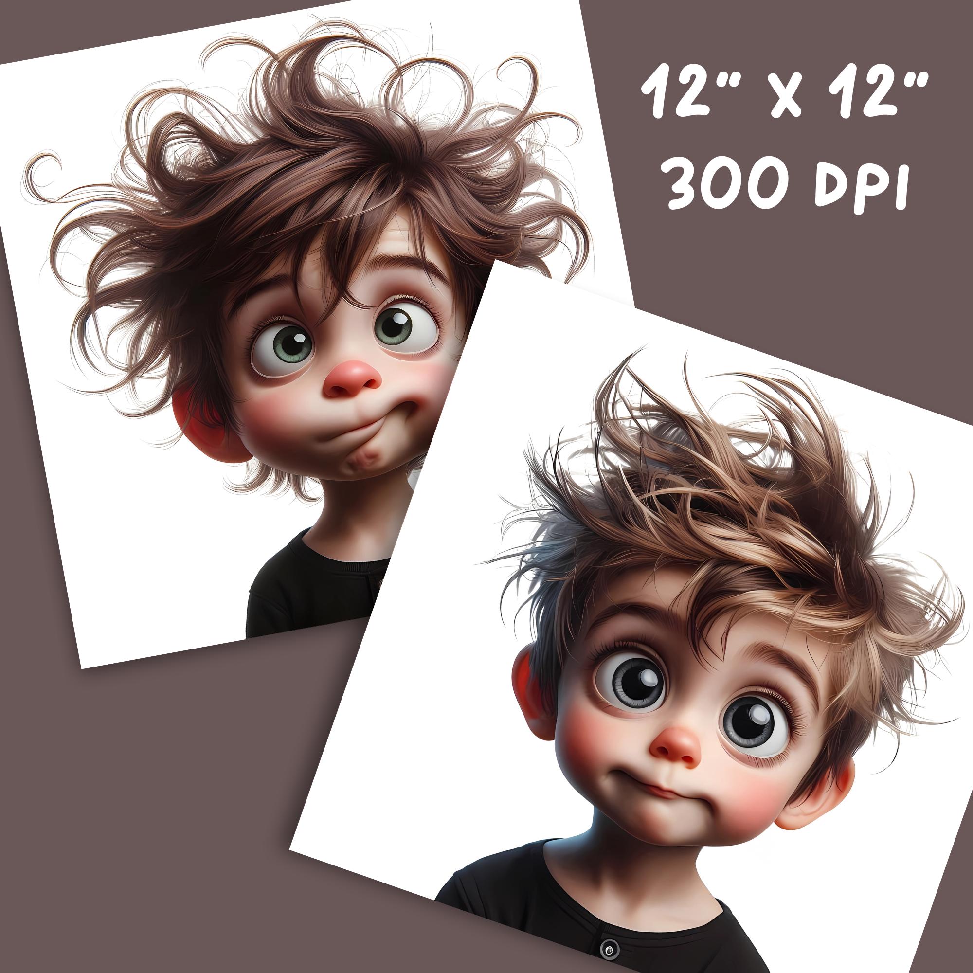 Funny Boy Clipart: Whimsical Expressions, Portrait JPG Images (digital ...