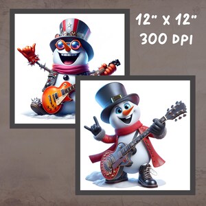 12 Rockstar Snowman Clipart - Music Theme Digital Download 300 DPI for ...