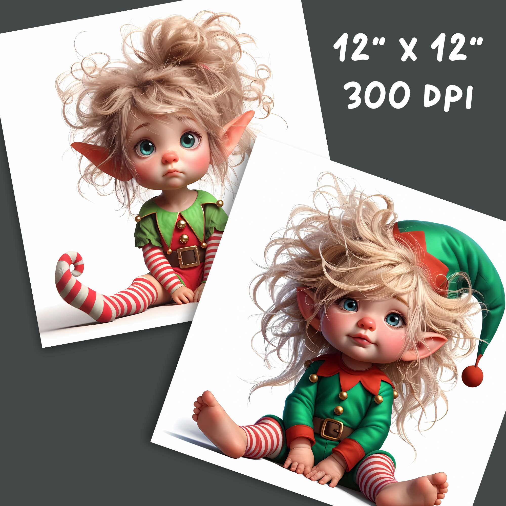 Quirky Baby Elf Clipart, Commercial Use, Whimsical Elf Clipart, 300 DPI ...