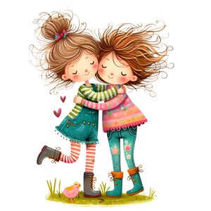 20 Whimsical Besties Clipart, Commercial Use, Cute Whimsical Best ...
