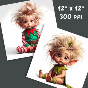 Quirky Baby Elf Clipart, Commercial Use, Whimsical Elf Clipart, 300 DPI ...