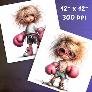 15 Whimsical Boxer Girl Clipart, Commercial Use, Cute Whimsical Boxer ...