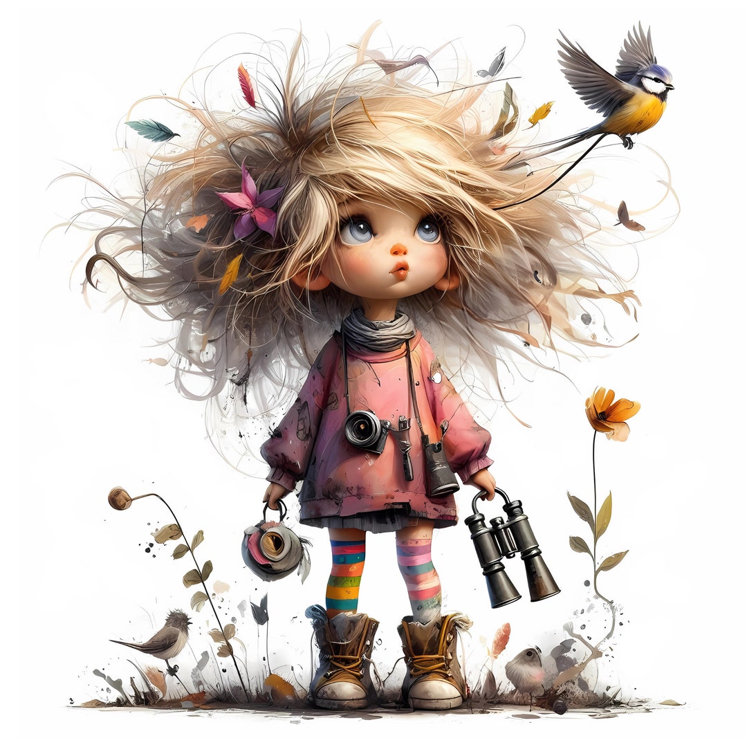 Quirky Girl Clipart, Commercial Use, Cute Whimsical Girl, 12x300 DPI ...