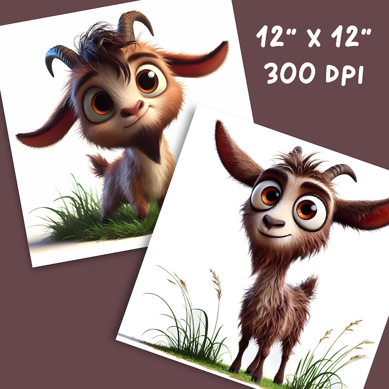 Quirky Goat Clipart: Farm Animal Designs (JPG, Commercial Use) - Etsy