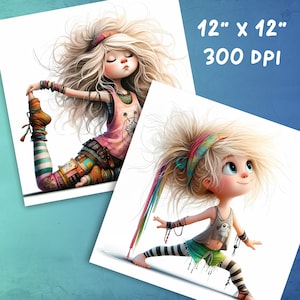 12 Whimsical Yoga Pose Clipart, Commercial Use, Cute Whimsical Yoga ...