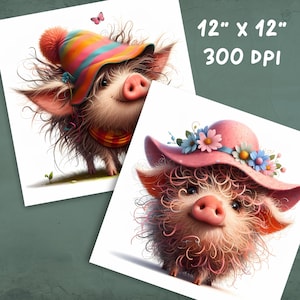 15 Whimsical Pig Clipart, Commercial Use, Quirky Pig Clip Art, 300 DPI ...