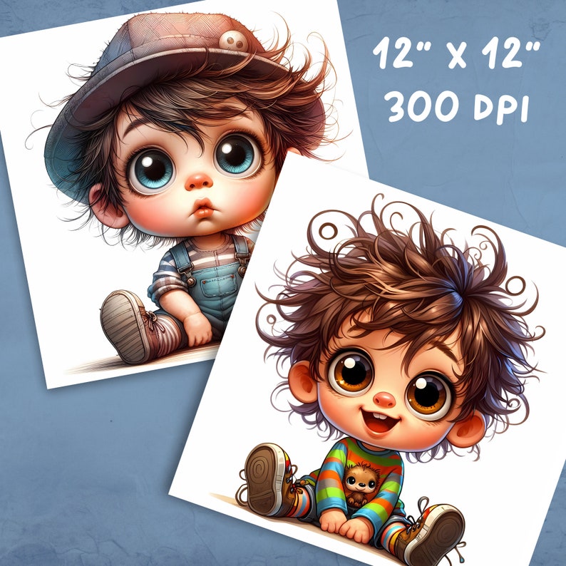 12 Whimsical Baby Boy Clipart, Commercial Use, Cute Whimsical Boy, 300 ...