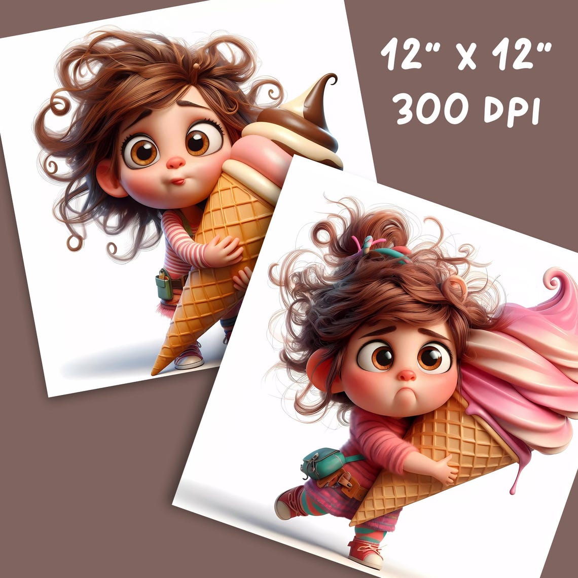 Ice Cream Clipart: Whimsical Girls, Fun Dessert Illustrations (digital ...