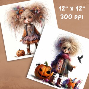 15 Quirky Girl Clipart, Commercial Use, Cute Whimsical Halloween Girl ...