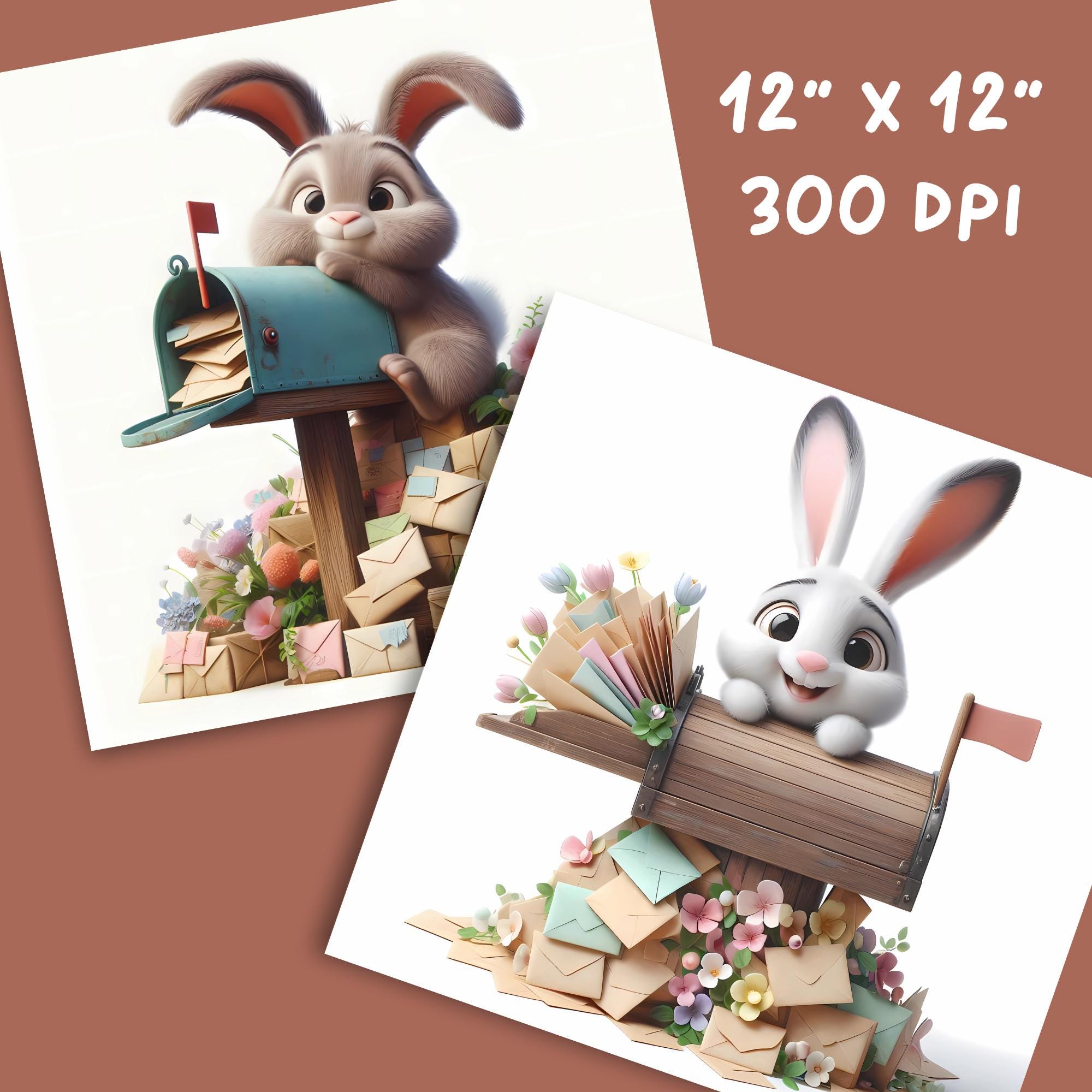 Easter Bunny Clipart: Quirky Mailbox Bunny Images (digital Download) - Etsy