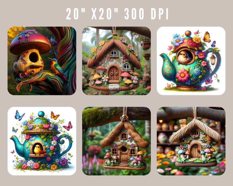 Whimsical Bird Houses, Whimsical Art, Cute Bird Art, 20 Printable High ...