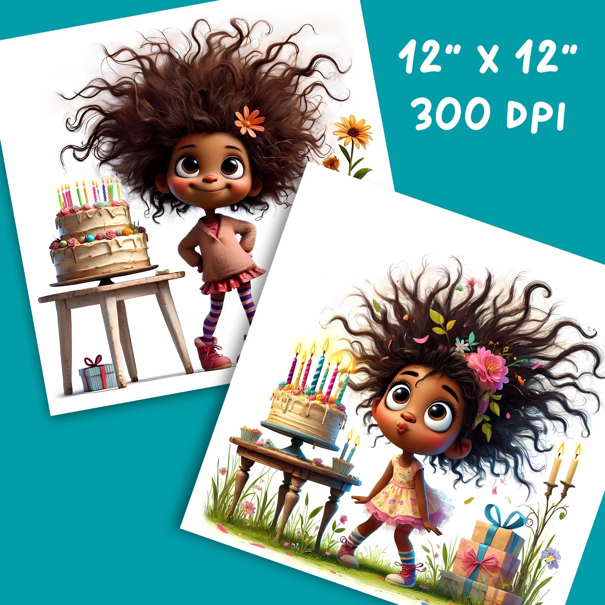 Quirky Birthday Girl Clipart, Commercial Use, Cute Birthday Girl ...