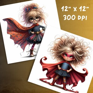 Whimsical Quirky Super Hero Girl Clipart, Commercial Use, Cute ...