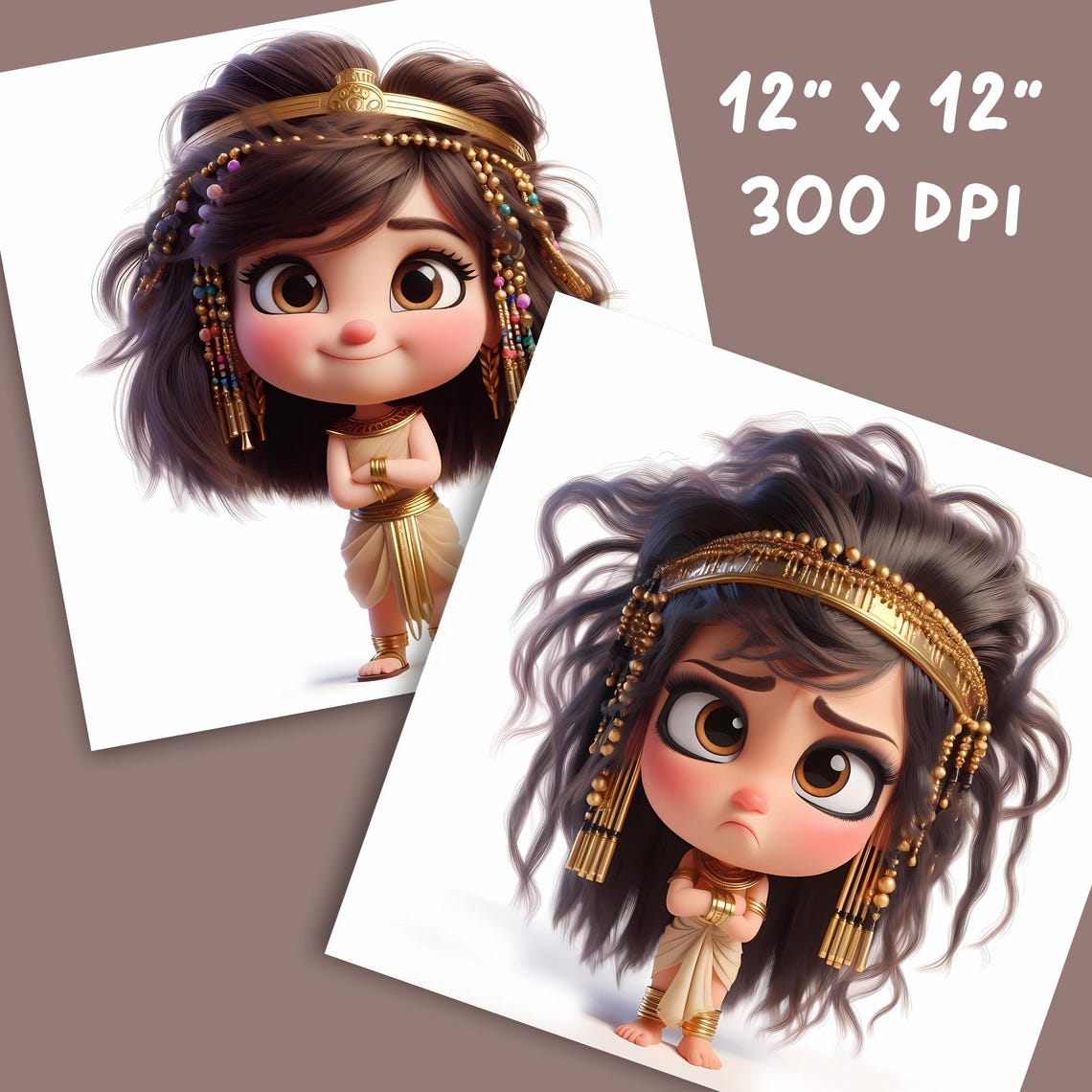 Whimsical Cleopatra Clipart Bundle – 12 Cute Ancient Egypt Princess ...