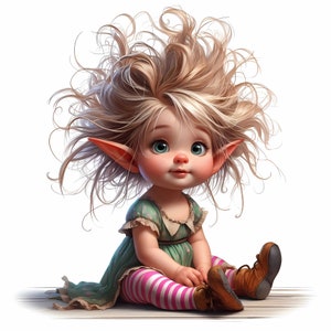 Quirky Baby Elf Clipart, Commercial Use, Whimsical Elf Clipart, 300 DPI ...