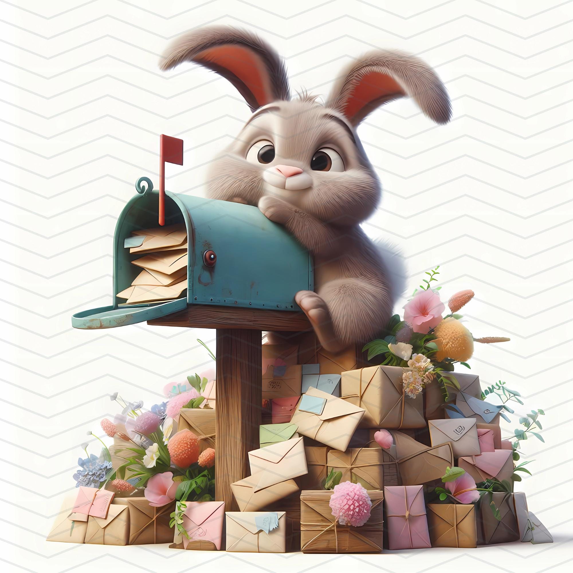 Easter Bunny Clipart: Quirky Mailbox Bunny Images (digital Download) - Etsy
