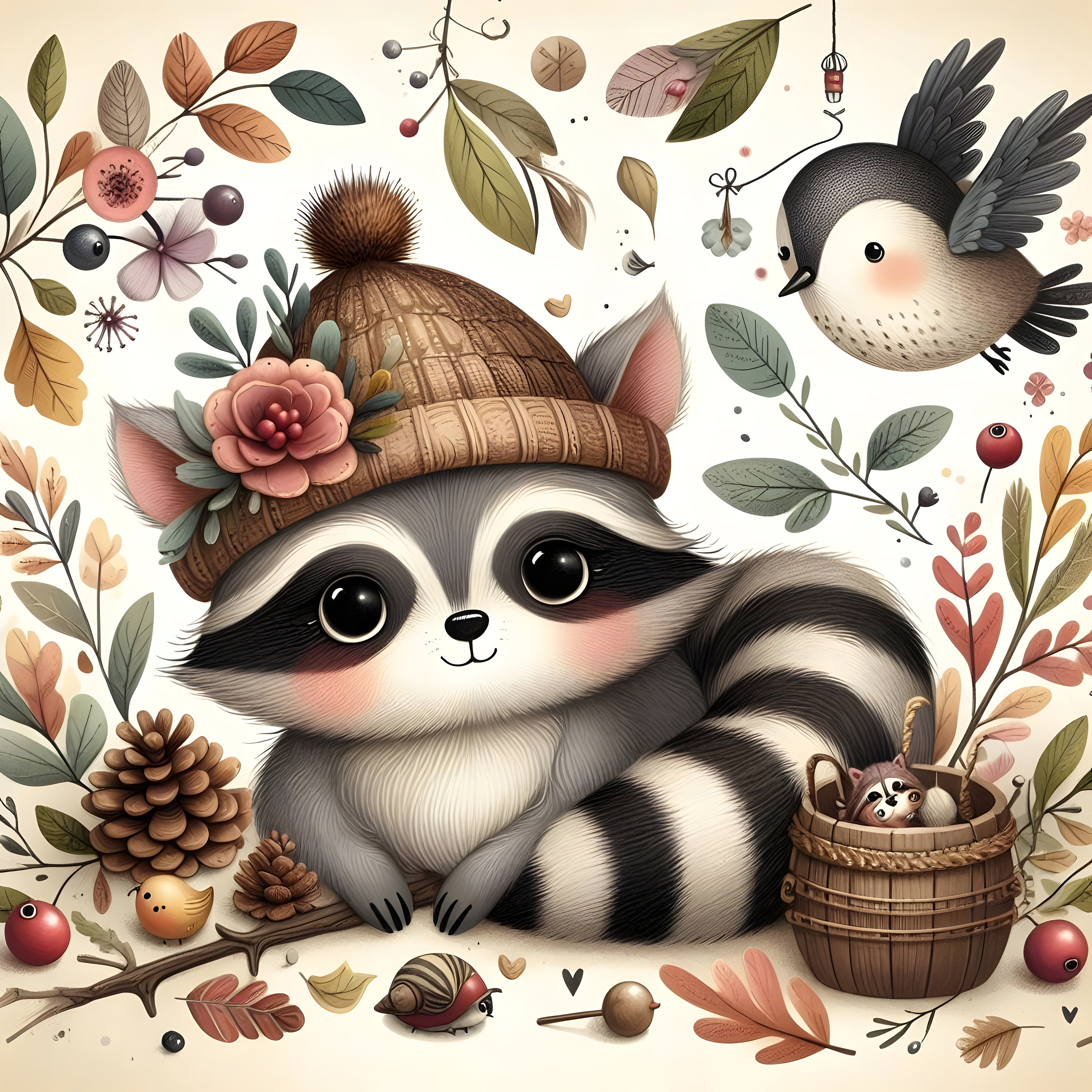 30 Whimsical Woodland Animals, Digital Papers, 30 Printable Woodland ...