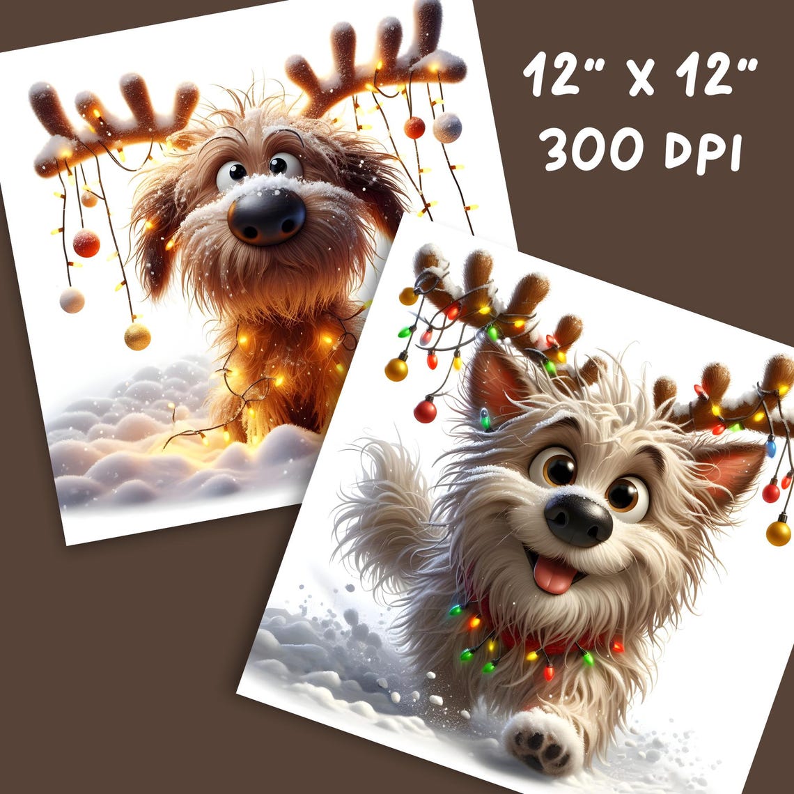 12 Christmas Dog Clipart - Festive Holiday Digital Download 300 DPI for ...