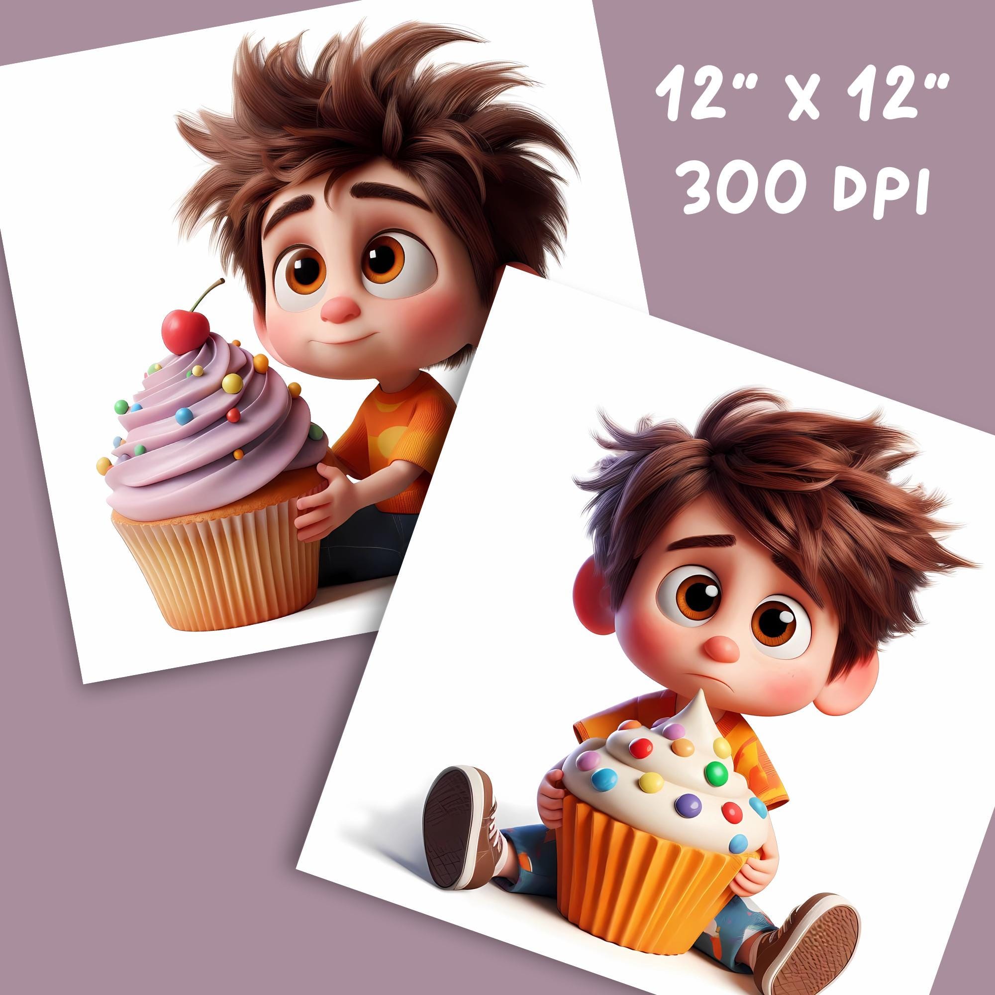 Whimsical Boy Cupcake Clipart: Playful JPG Images (digital Download) - Etsy