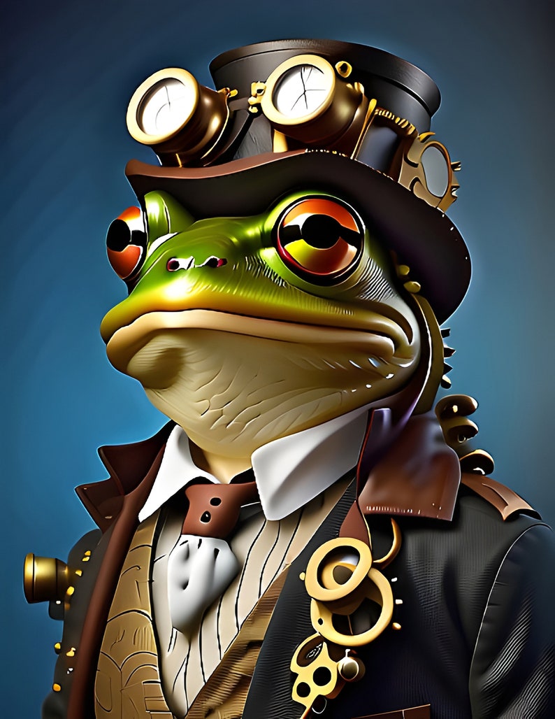 Steampunk Frogs, Digital Art Instant Download - Etsy