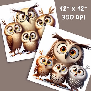 Owl Clipart Bundle - 12 Whimsical and Quirky Owls, Woodland Animal ...
