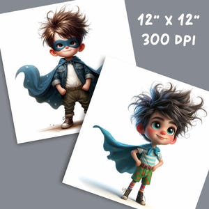 15 Whimsical Boy Superhero Clipart - Fun Heroic Digital Download 300 ...
