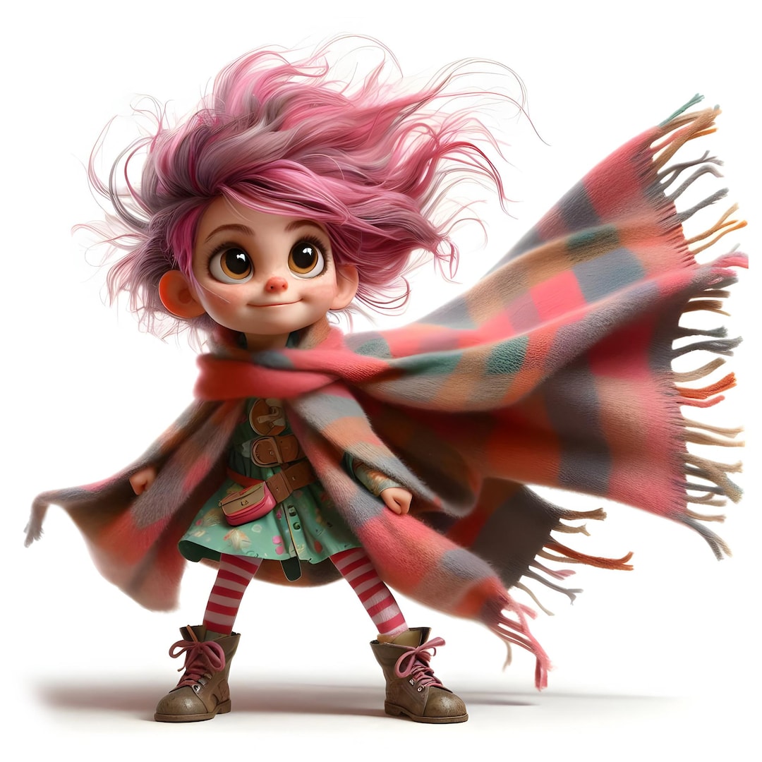 12 Whimsical Girl Clipart - Blanket Capes Digital Download 300 DPI for ...
