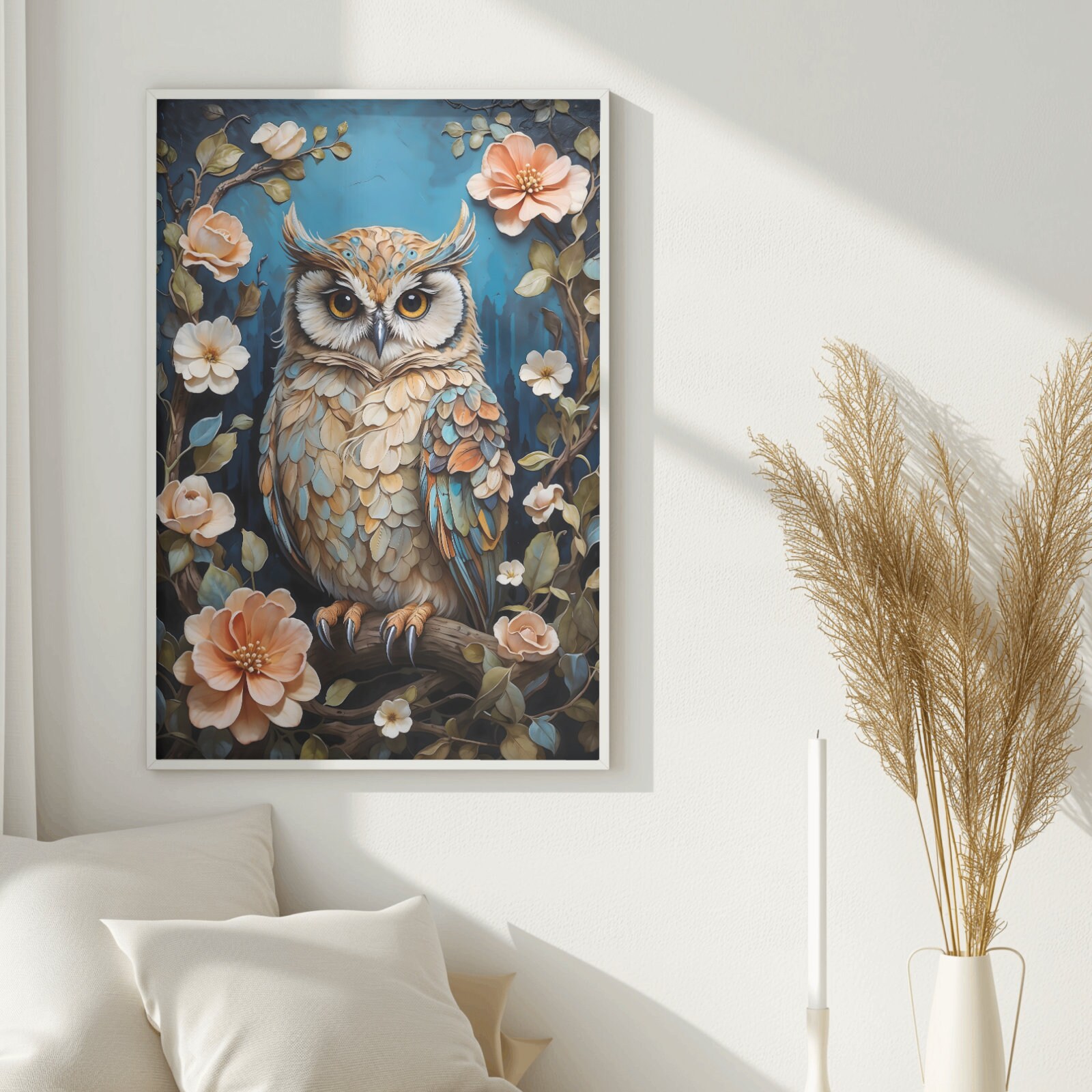 Boho Owl Painting Digital Art Print Owl Artwork Printable Wall Art ...