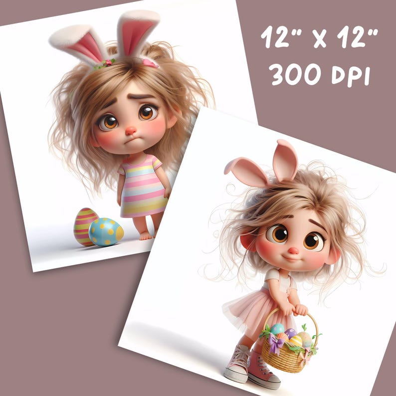 Easter Girls Clipart: Bunny & Egg Illustrations (digital Download) - Etsy