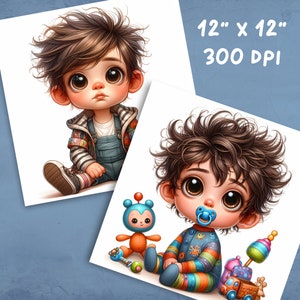 12 Whimsical Baby Boy Clipart, Commercial Use, Cute Whimsical Boy, 300 ...
