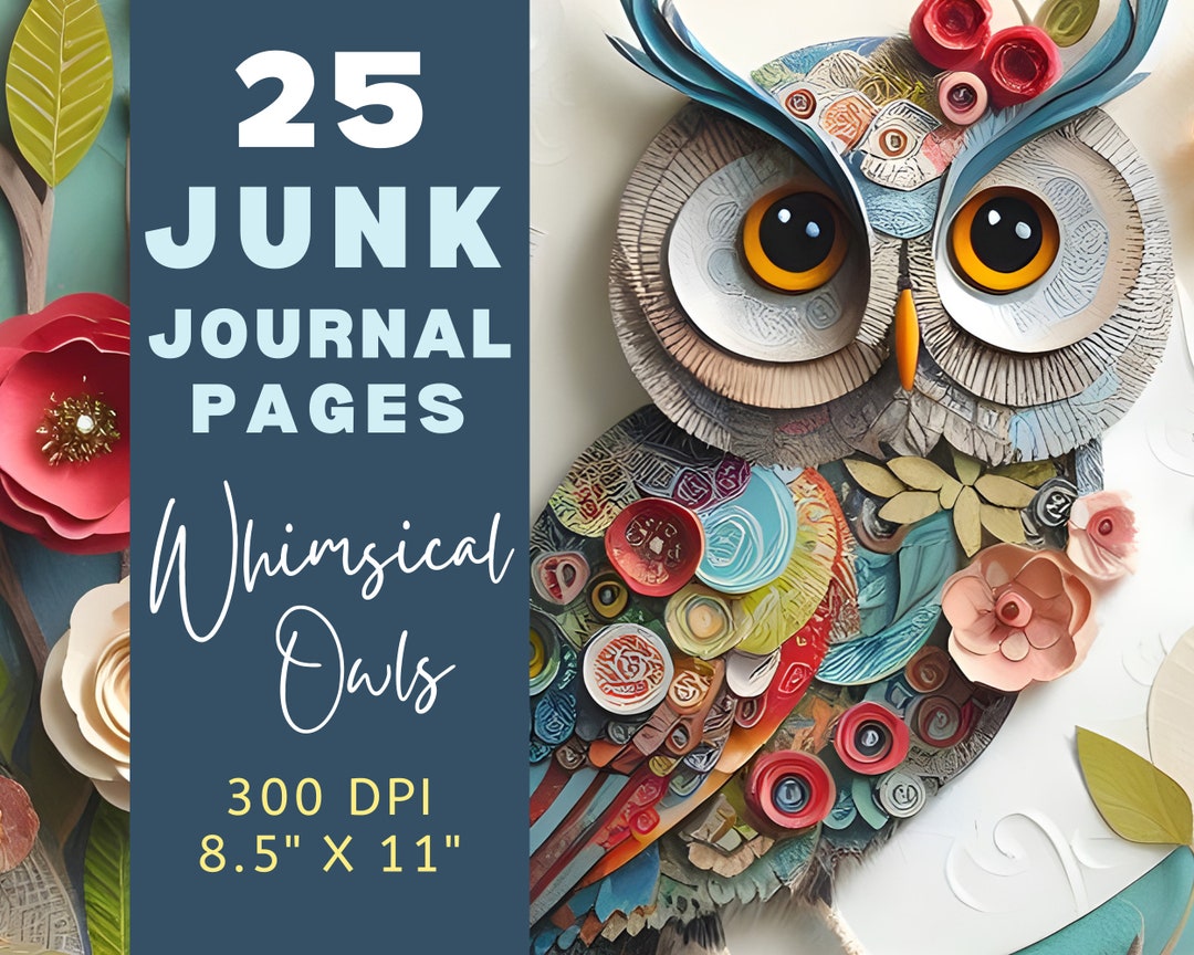 25 Whimsical Owls, Junk Journal Pages, Owls and Ephemera, Paper Craft ...