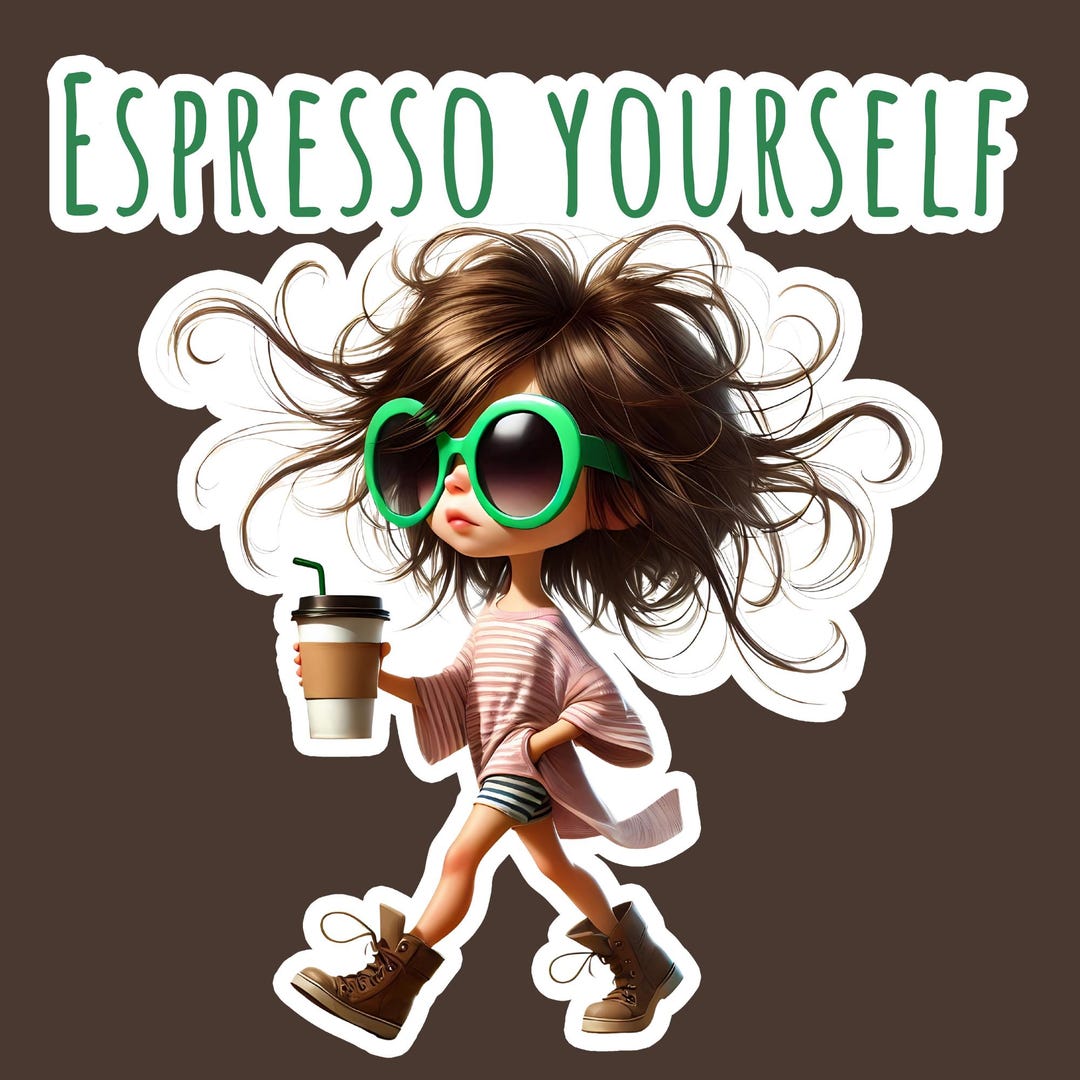 Sassy Coffee Girl PNG: Espresso Yourself Clipart for POD & Stickers ...