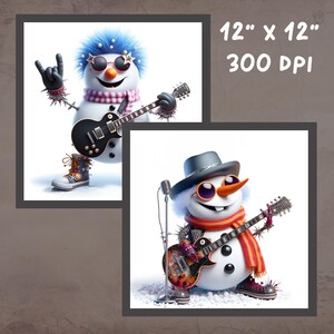 12 Rockstar Snowman Clipart - Music Theme Digital Download 300 DPI for ...