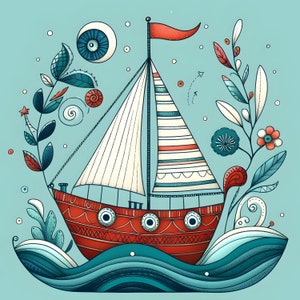 Digital Kit, 40 Whimsical Seascape Illustrations, Digital Art Printable ...