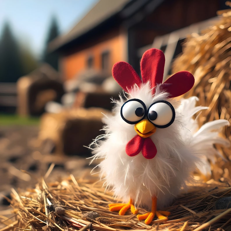 24 Funny, Cute, Chicken Portraits, Mixed Media, Digital Art, Instant ...