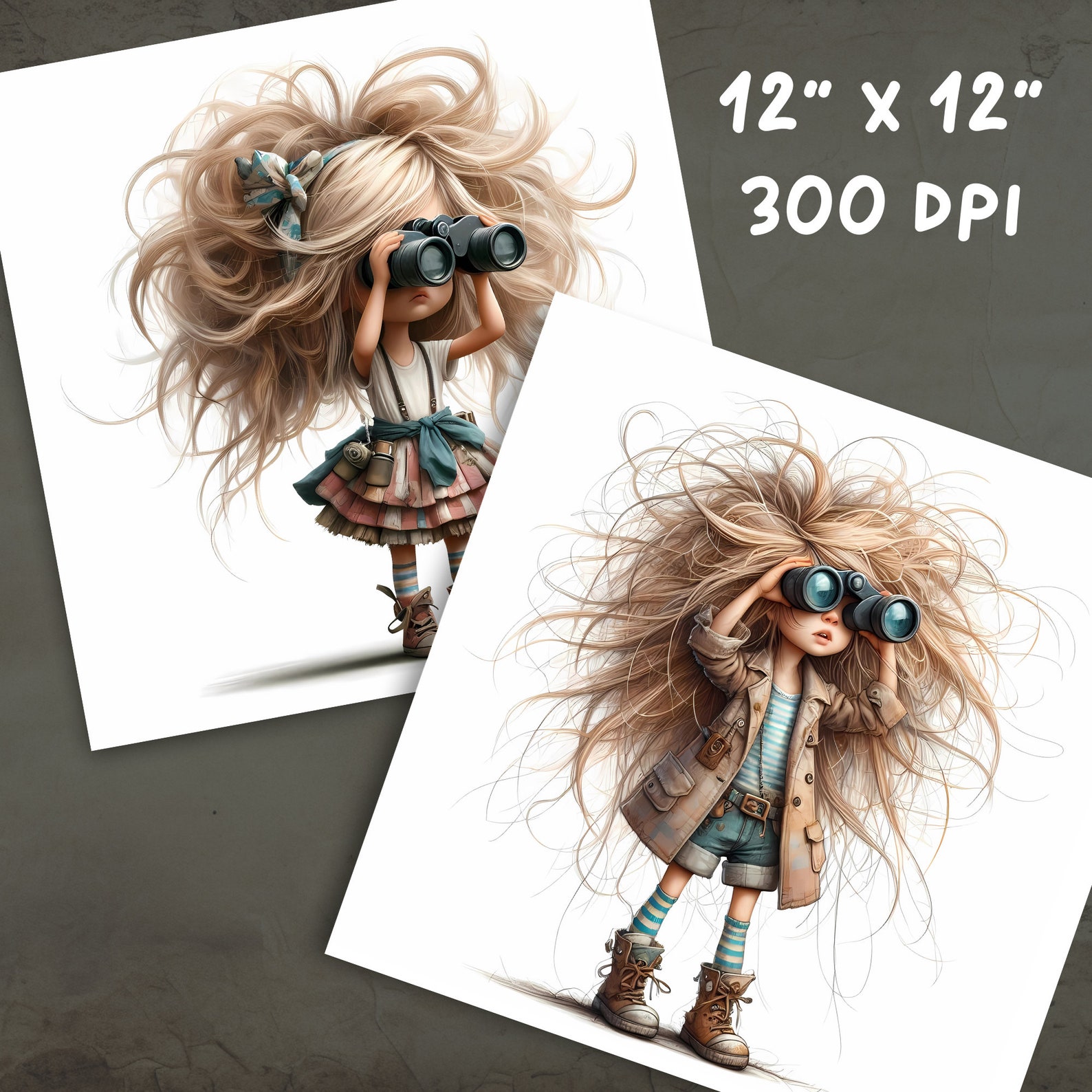 Quirky Girl Clipart, Commercial Use, Cute Whimsical Girl, 12x300 DPI ...