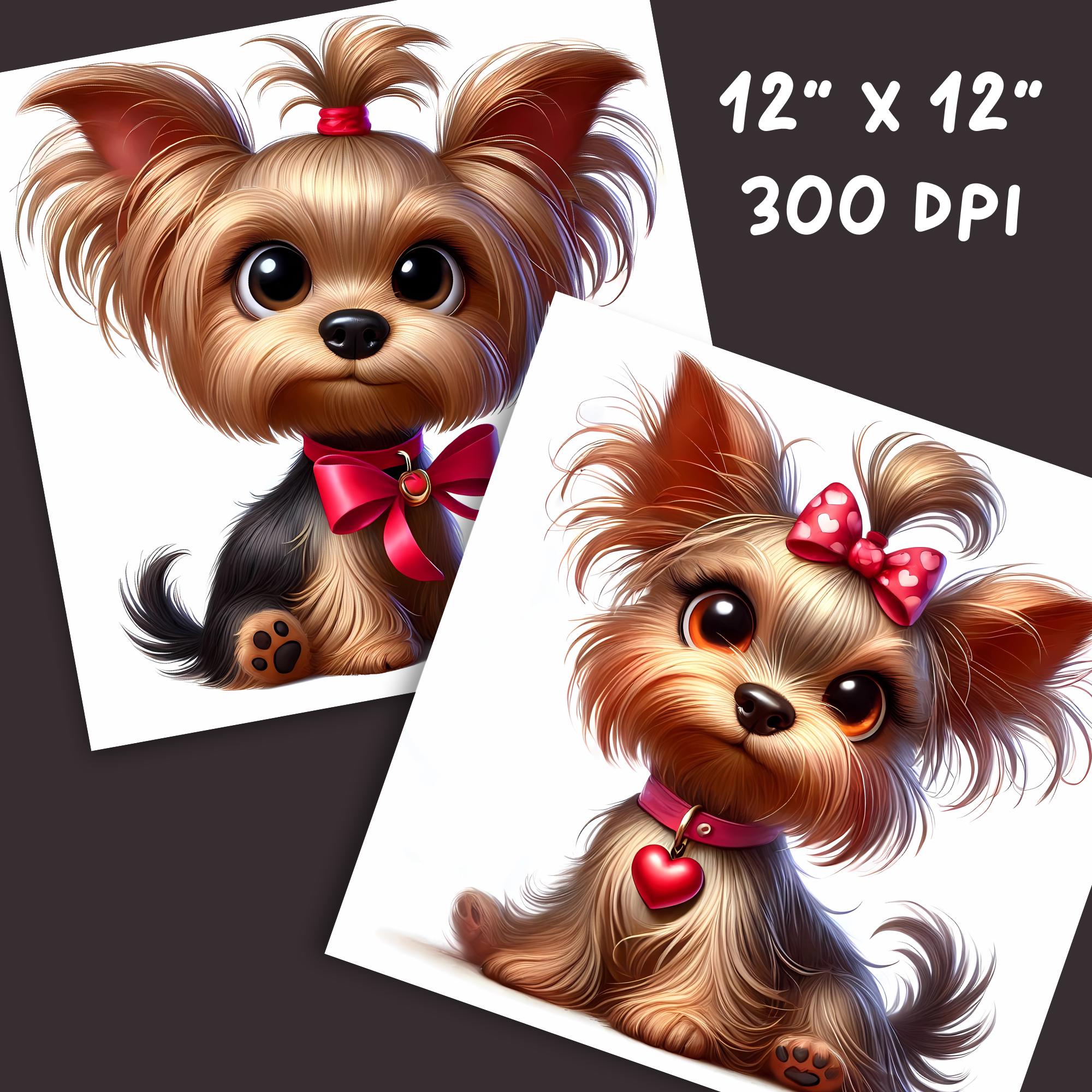12 Valentine Yorkie Clipart, Valentine's Day Dog, Whimsical Valentine ...